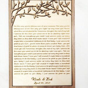 Engraved Wood Anniversary Gift First Dance Lyrics Art Anniversary ...