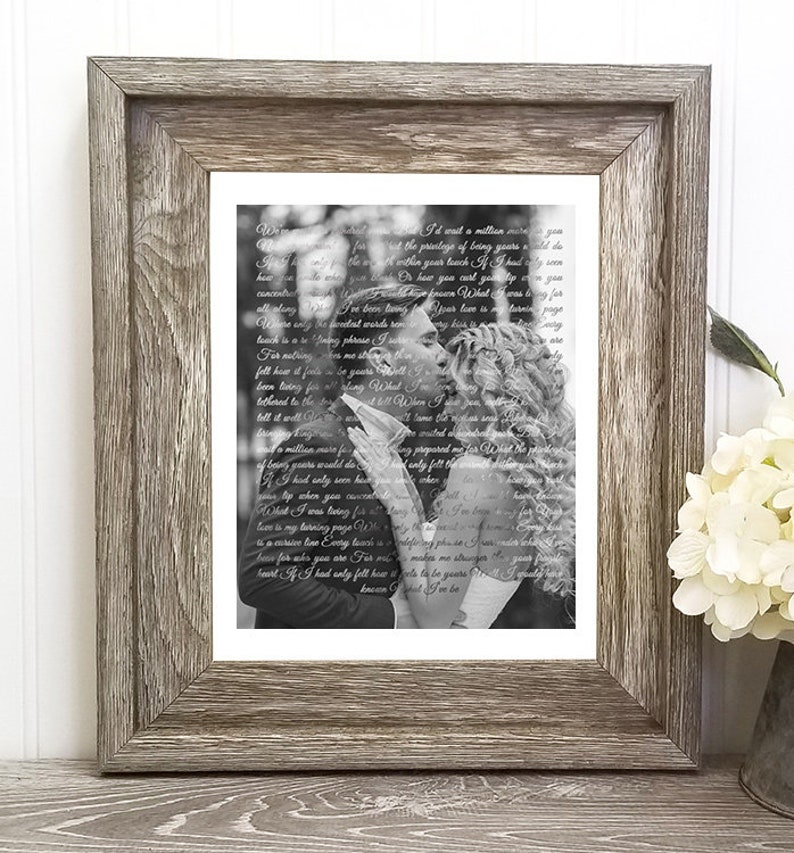 Wedding Song Lyrics With Photo Framed Gift Personalized Vows - Etsy