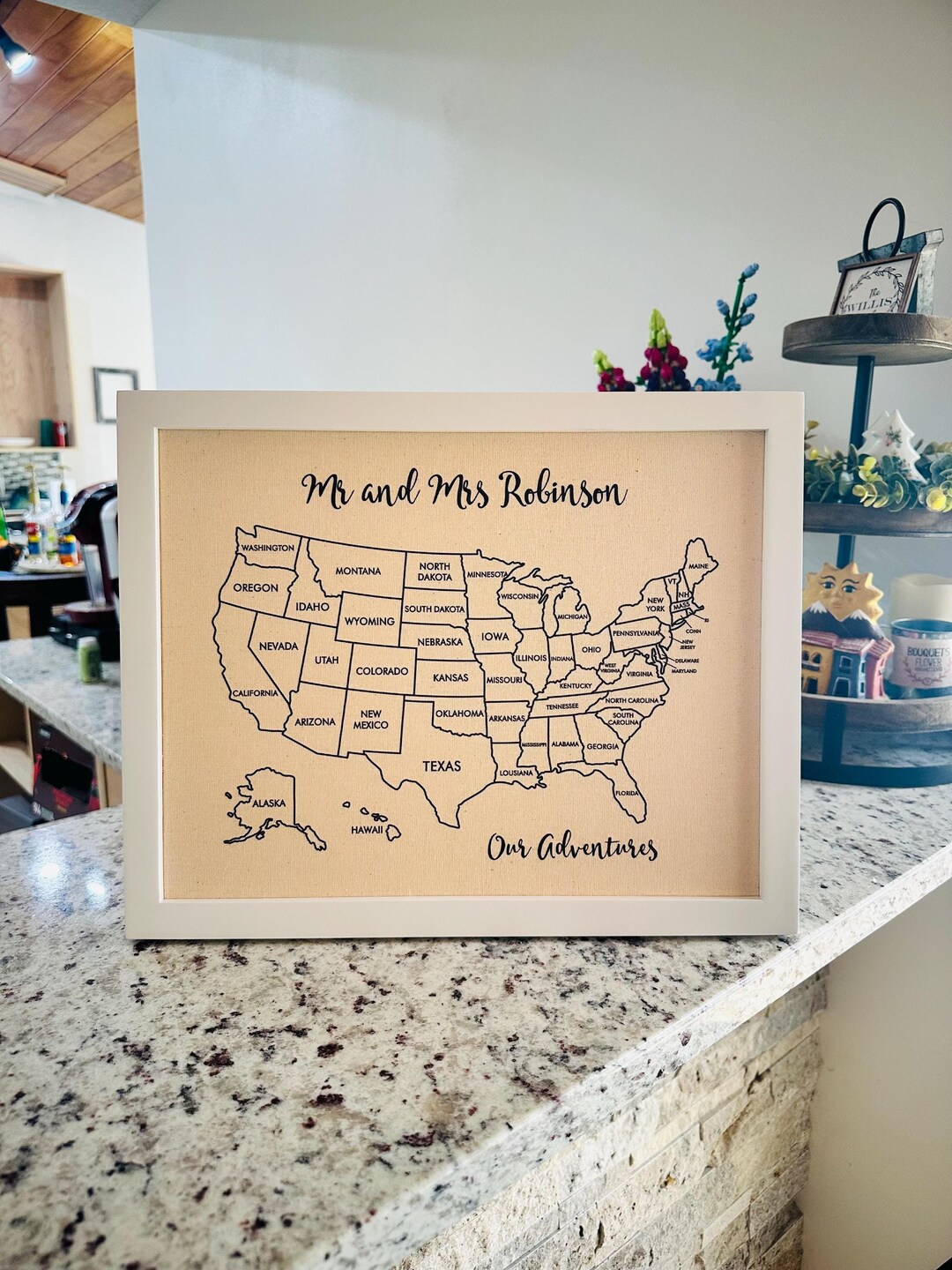 Personalized Memory Map Second Anniversary Gift Cotton Keepsake Push ...