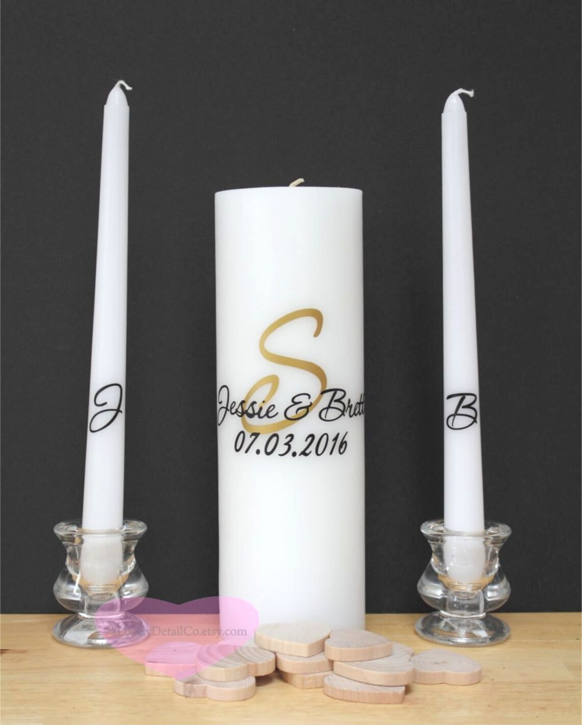 Unity Candle Set Gold Wedding Candles Custom Order Custom - Etsy