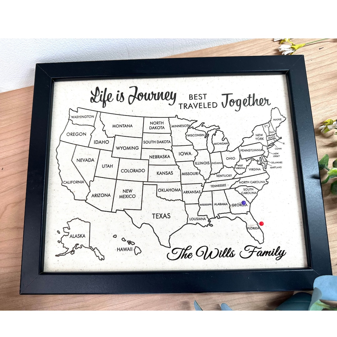 Memory Pin Wedding Push Pin Map Cotton Linen Anniversary Gift for ...