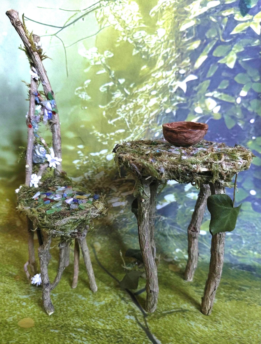 Fairy Table and Chair in 1:6 Scale, This One of a Kind, Miniature Fairy ...