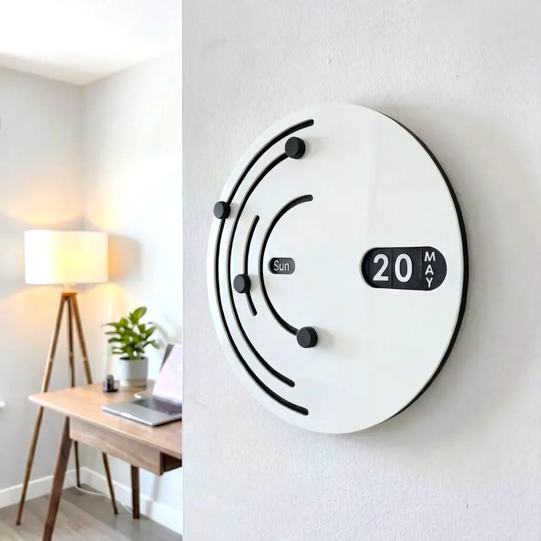 Perpetual Calendar Wall, White Wooden Calendar, Family Calendar, Hang ...