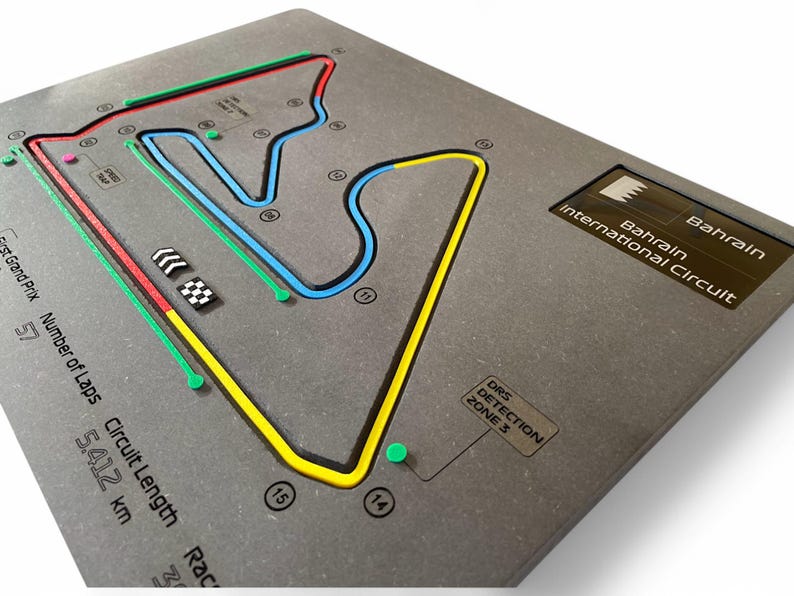 Bahrain, Formula 1 Race Track 3D Wall Art, Circuit Sector Map, Unique ...