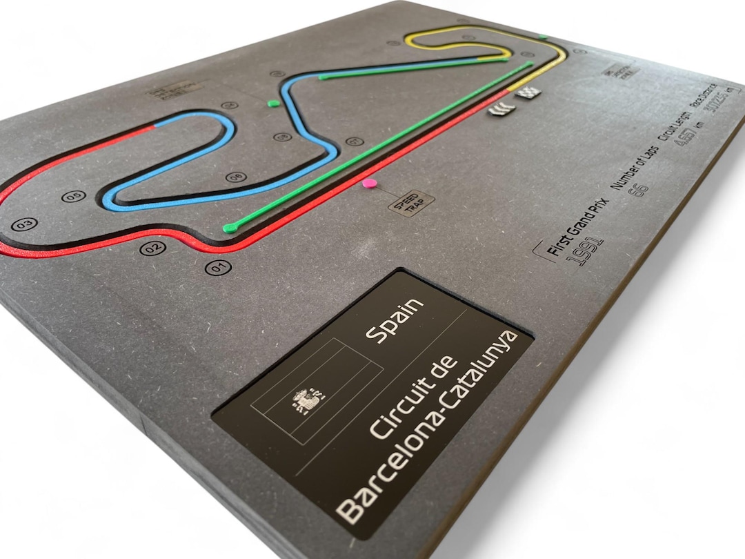 Spain, Formula 1 Race Track 3D Wall Art, Circuit Sector Map, Uniquely ...