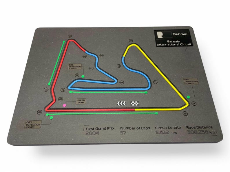 Bahrain, Formula 1 Race Track 3D Wall Art, Circuit Sector Map, Unique ...