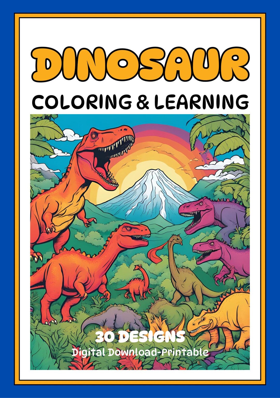 Printable Dinosaur Coloring Book - Instant Download PDF - Etsy