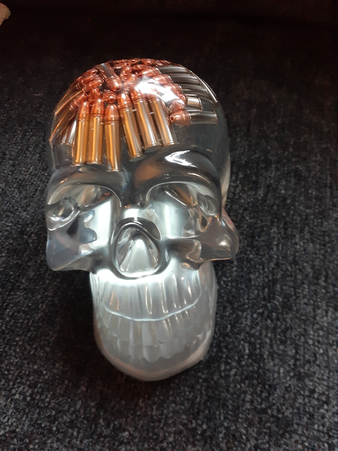 Clear Resin Skull With Bullets Desk Skull Decor - Etsy