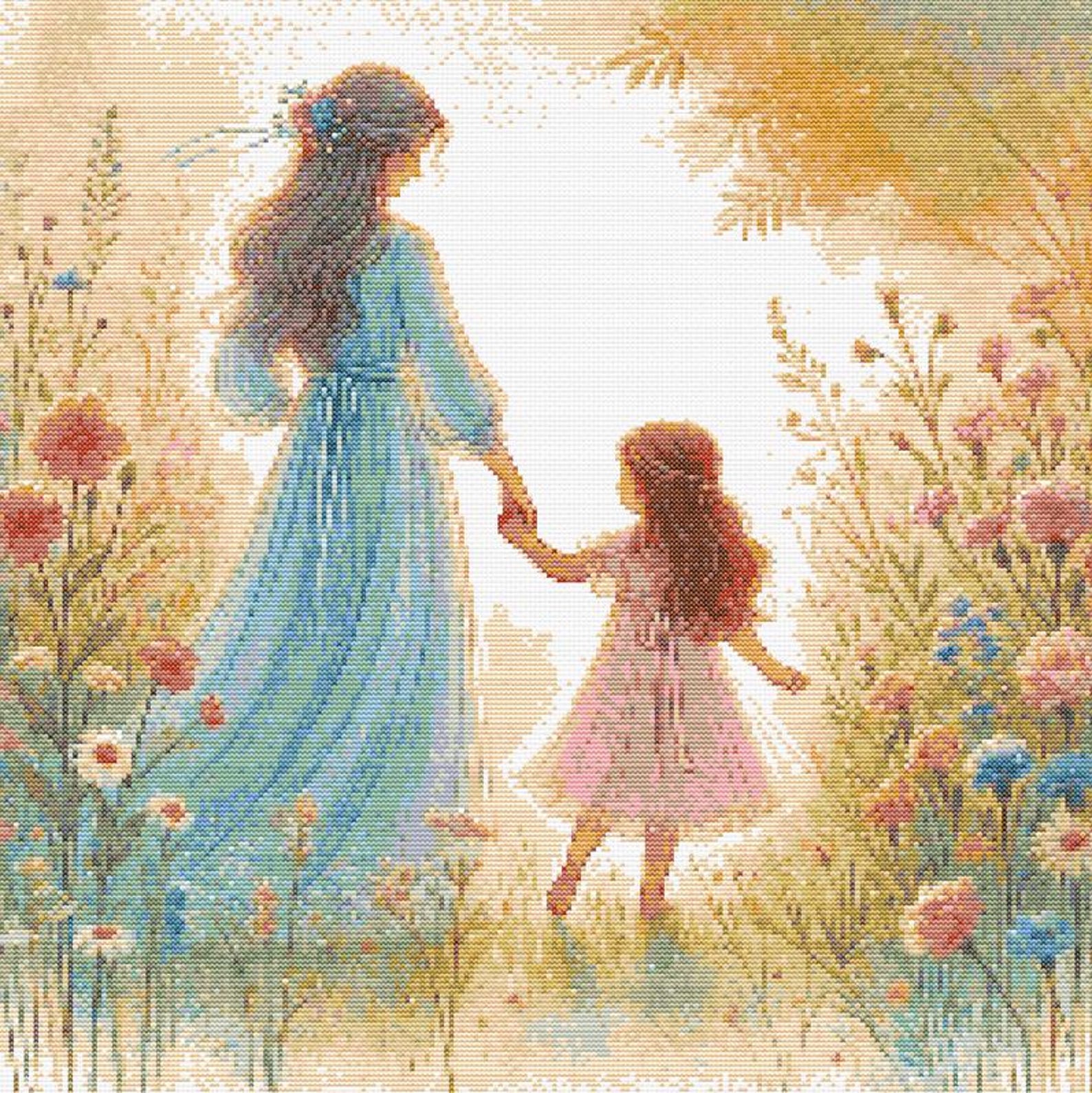 Mother's Day Cross Stitch Pattern PDF Full Coverage Embroidery Pattern Counted Cross Stitch ...