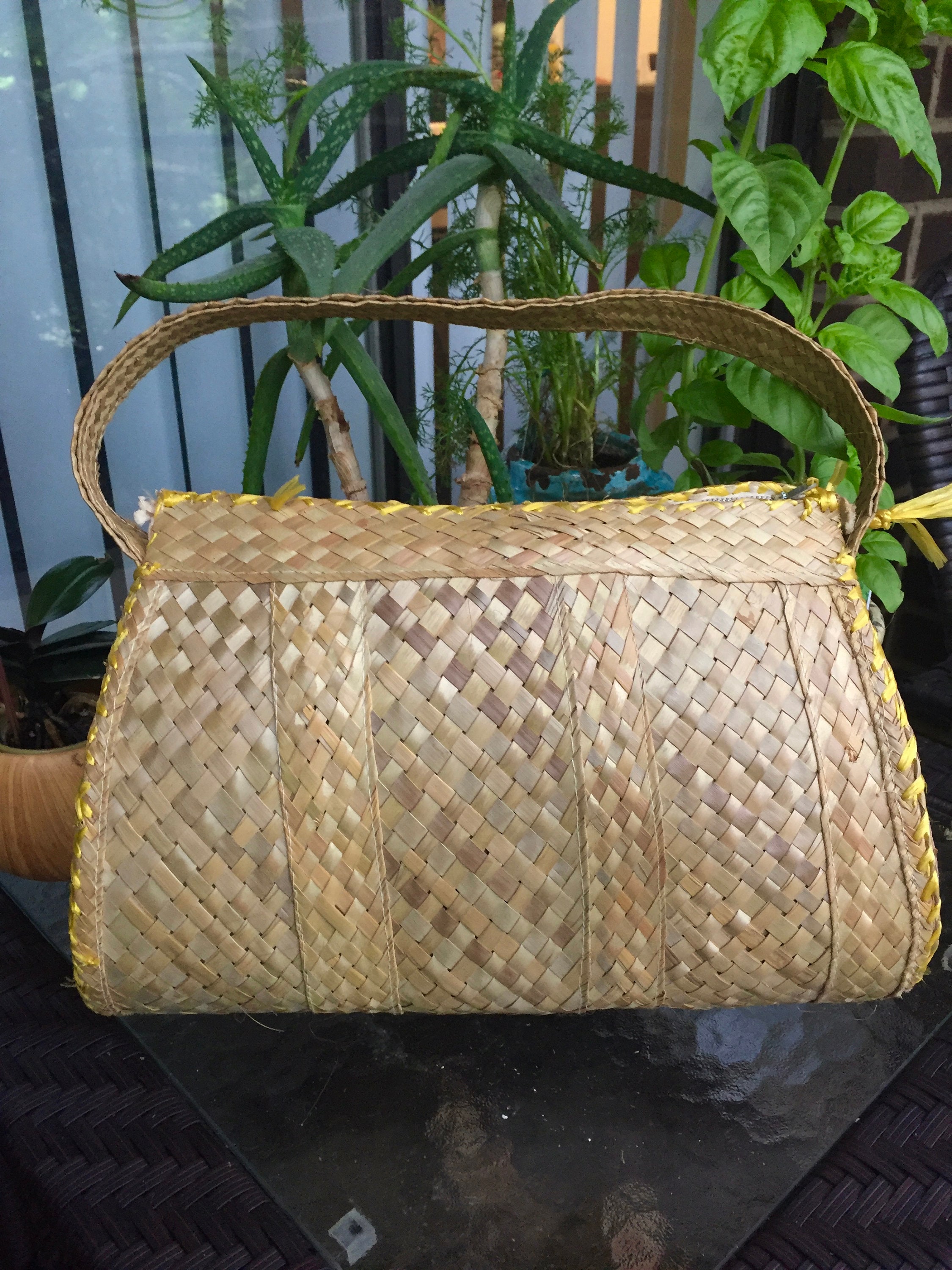 Vintage 1960s Rattan Purse Raffia Floral Motif Tropical Hawaiian - Etsy