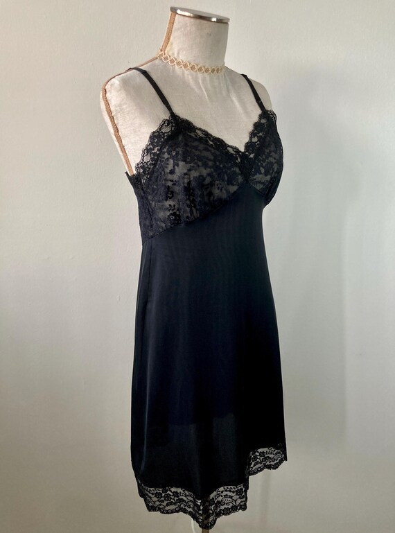 Vintage 1950s Van Raalte - Black Lace & Chiffon Full … - Gem