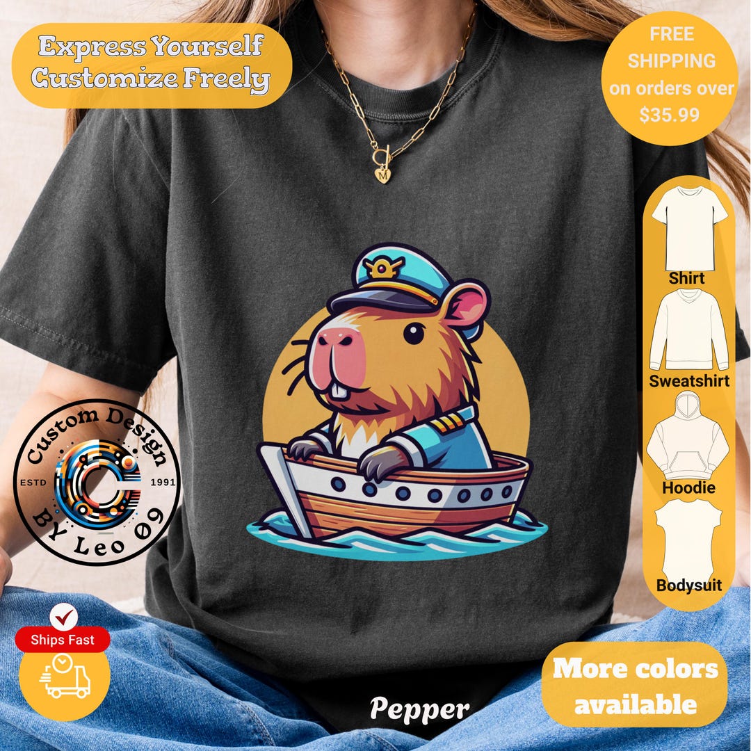Capybara Boat | Funny Capybara T-shirt | Cute Aesthetic | Capybara ...