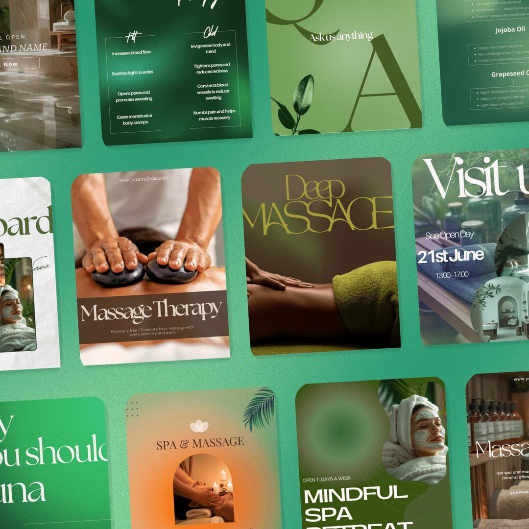 Spa Instagram Post Templates: Self-care Social Media Branding (50 ...