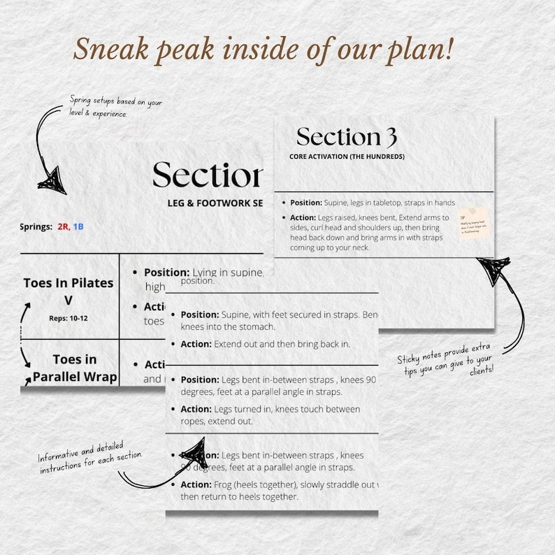 Reformer Pilates Full Body Lesson Plan, Beginner Level, Pdf Download ...