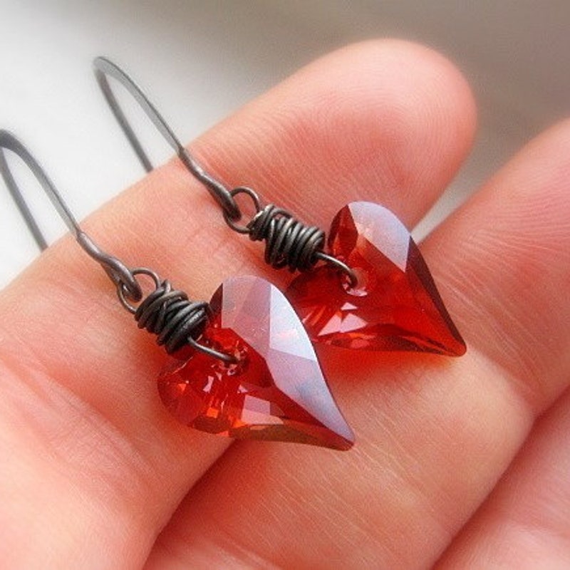 Red Swarovski Earrings - Etsy