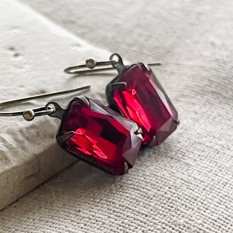 Red Glass Earrings - Etsy