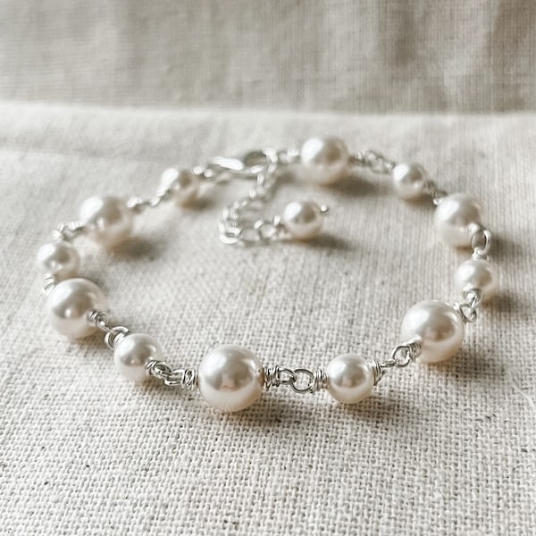 Pearl Chain Bracelet - Etsy
