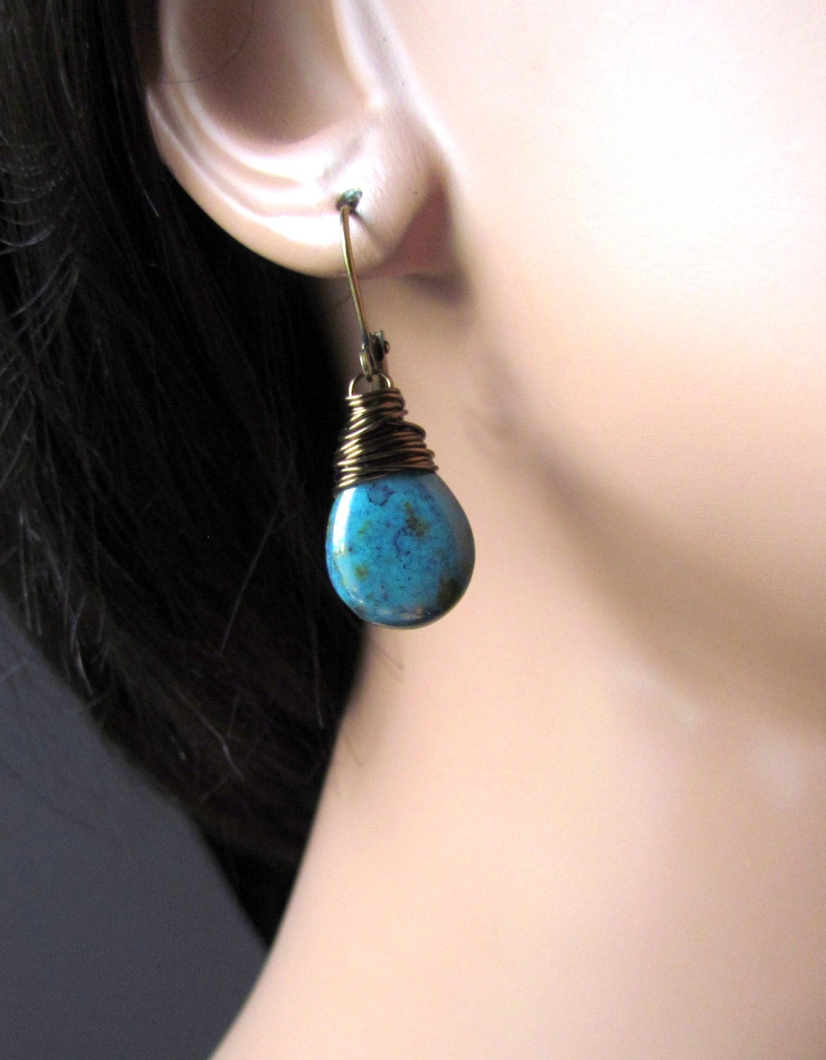 Earthy Turquoise Blue-green Glass Earrings Gifts for Her - Etsy