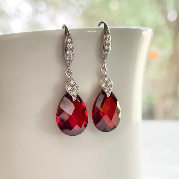 Garnet Drop Earrings - Etsy