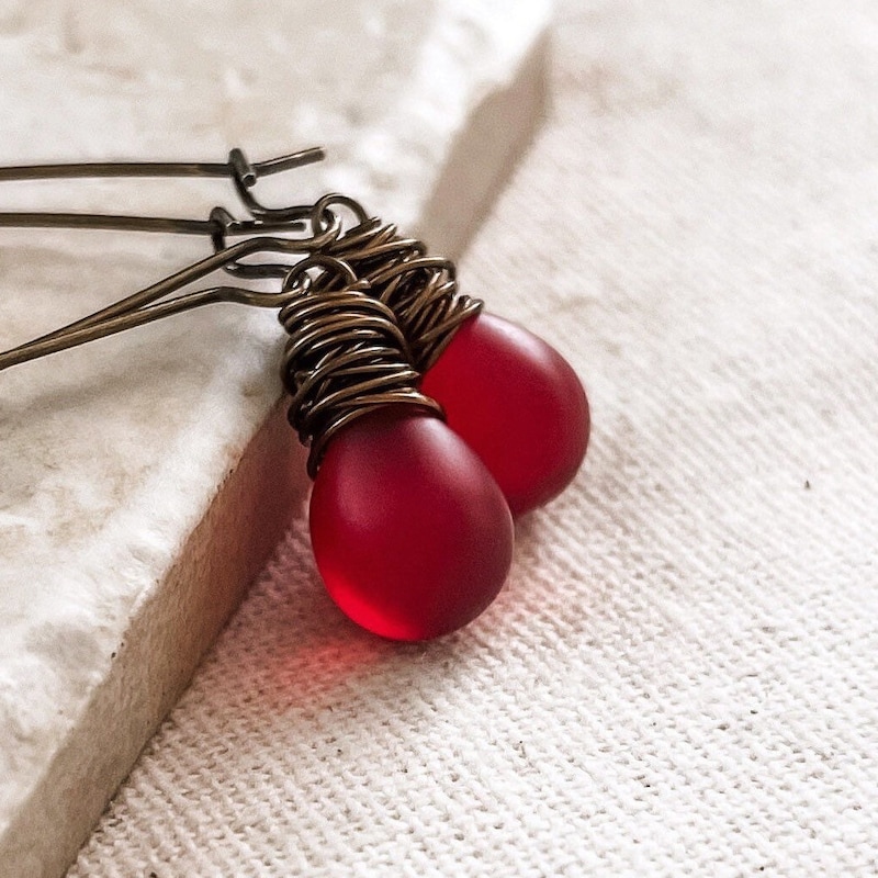Red Glass Earrings - Etsy