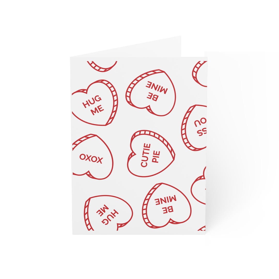 Conversation Heart Pattern Greeting Card | Valentine Day Cards, Love ...