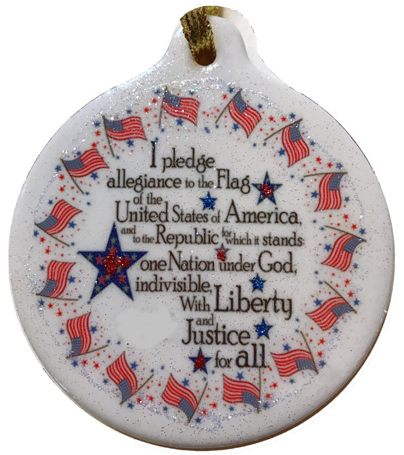 Pledge of Allegiance Christmas Porcelain Ornament Patriotic American ...