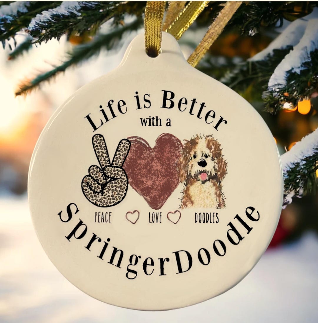 Springerdoodles at the Beach Custom Christmas Porcelain 2024 Ornament ...
