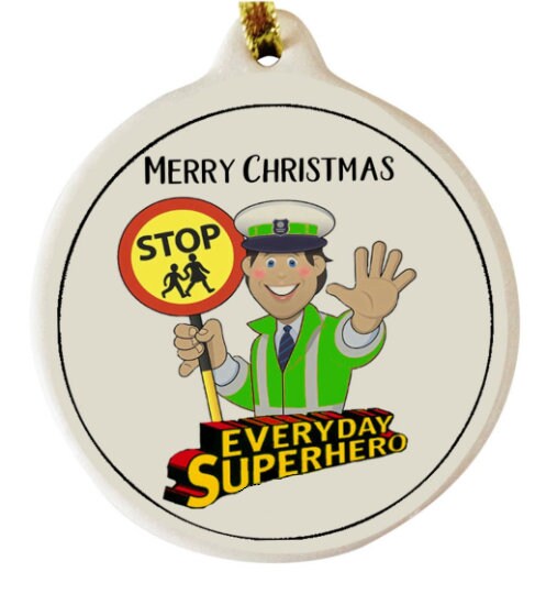 Male Crossing Guard Everyday Superhero Porcelain Christmas Ornament ...