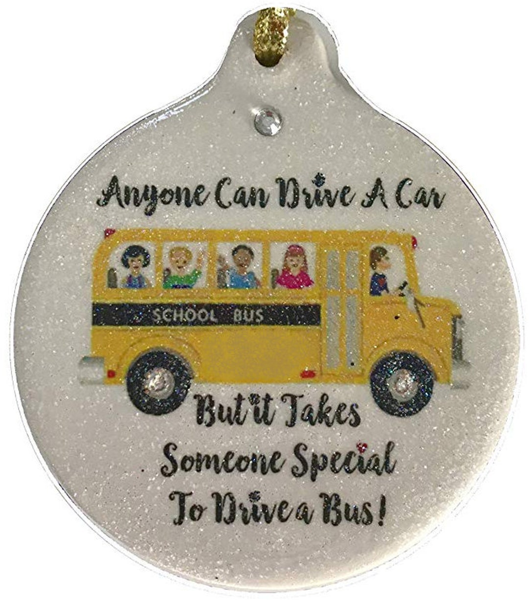 School Bus Driver Porcelain Ornament Gift Boxed Christmas Rhinestone ...