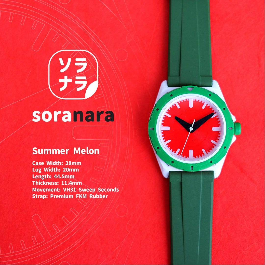 Summer Watermelon: 3D Printed Watch Unisex Dive Style Bezel Mechaquartz ...
