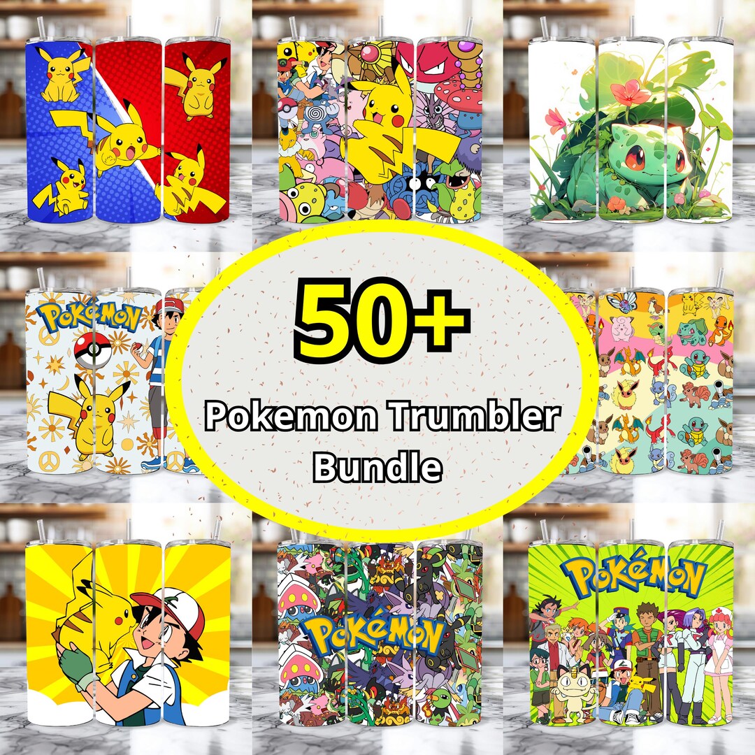 50 Pokemon Tumbler Wrap Designs Bundle, Pokemon Sublimation Designs, 20 ...