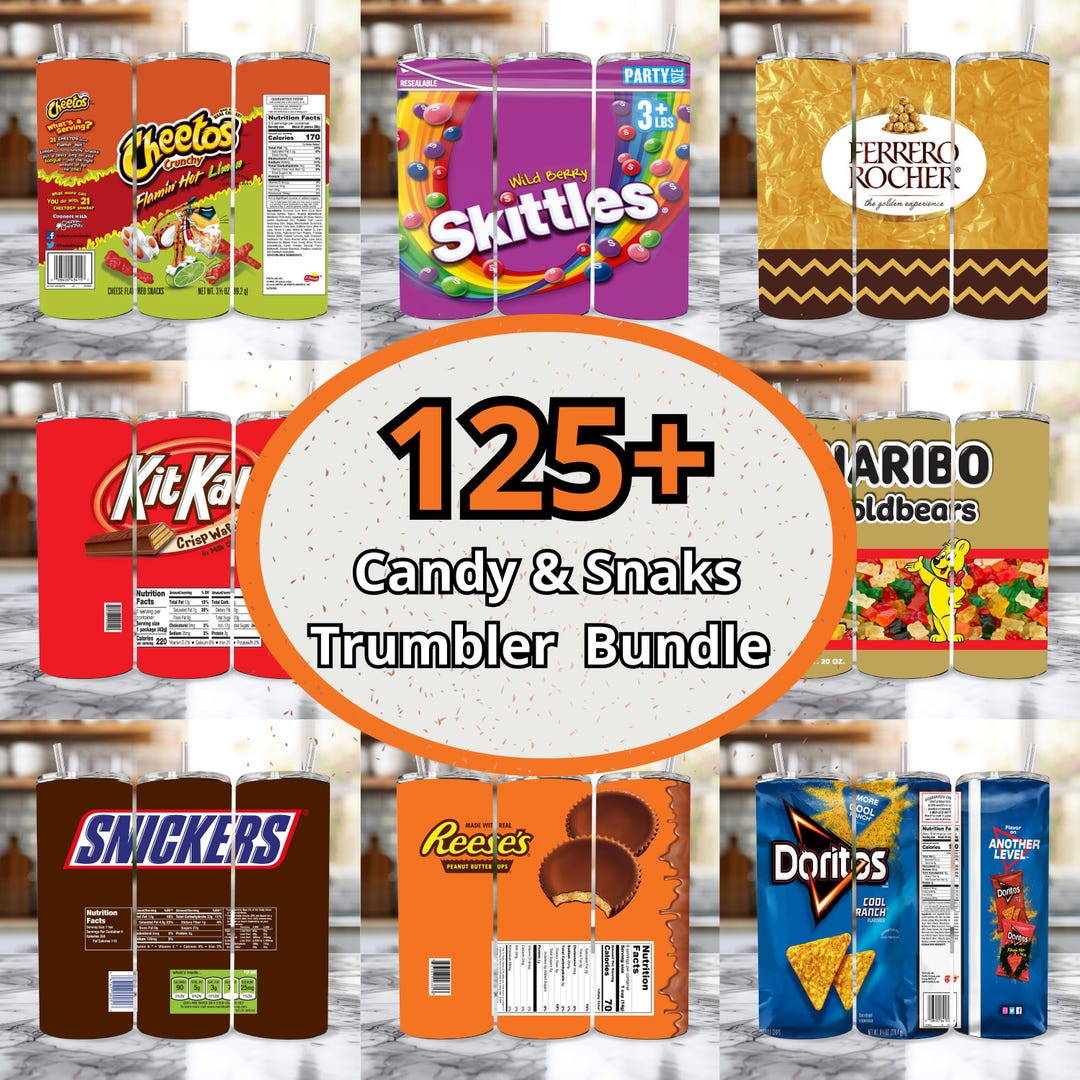 125+ Candy & Snaks Tumbler Wrap Designs Bundle, Candy Sublimation ...
