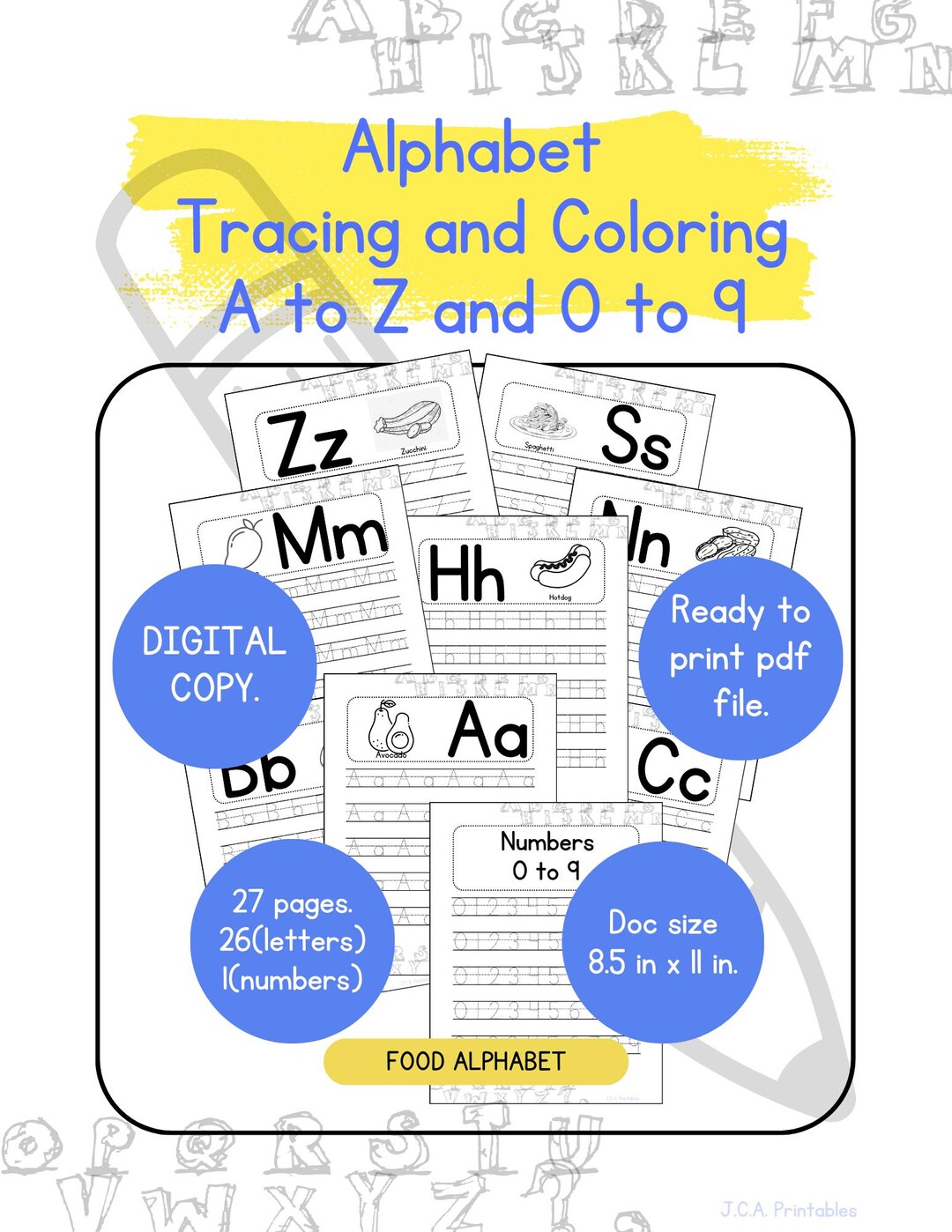 Food Alphabet Tracing Writing|educational Number Writing|handwriting ...