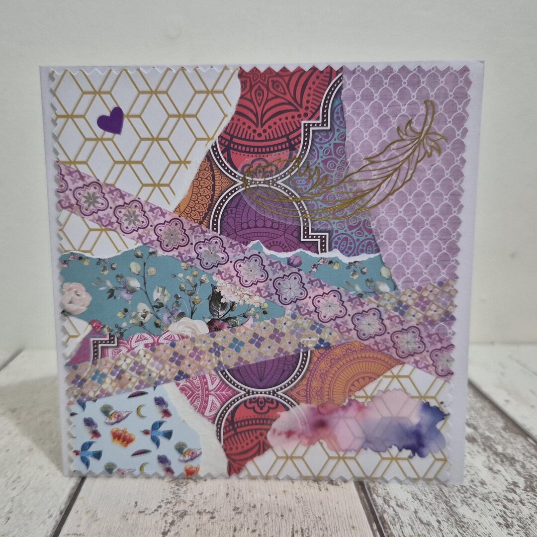 Bohemian Birthday Card - Modern Floral Collage - Etsy