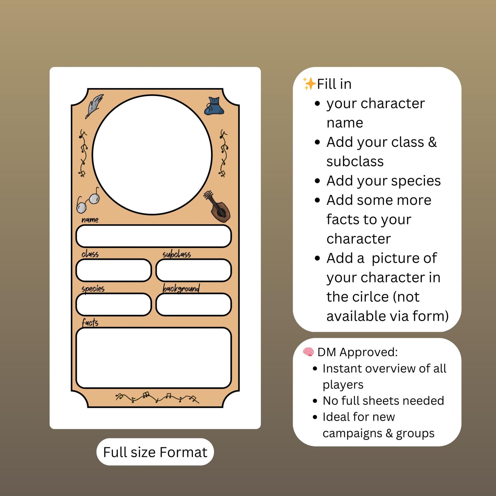 Dnd 5E Bard Character Sheet 2024 – Fillable PDF, Mini Character Sheet ...