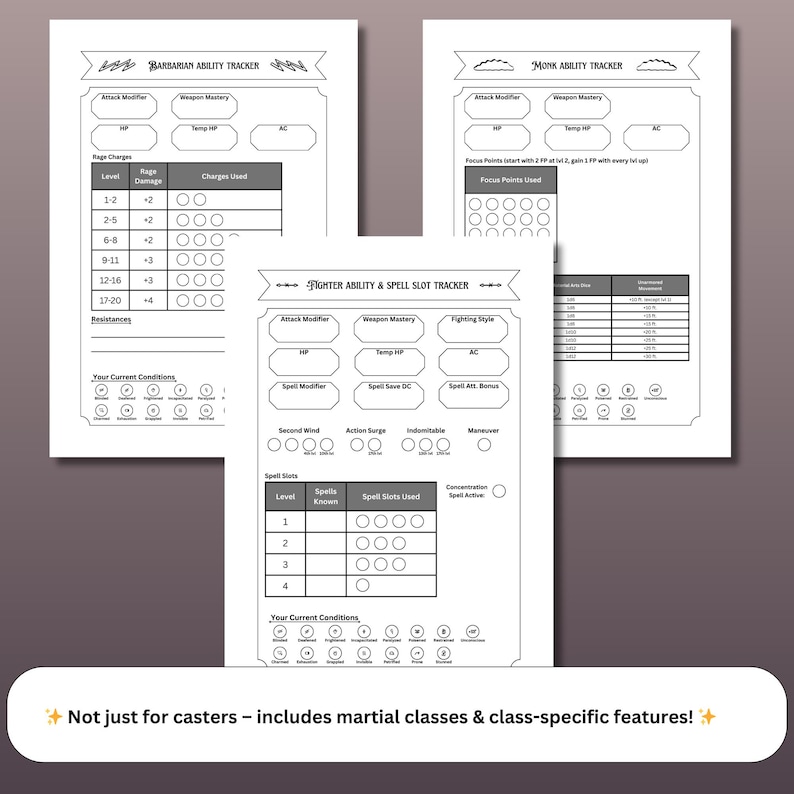 Dnd 5E 2024 Spell Slot & Ability Tracker: All Classes, 2024 Edition ...