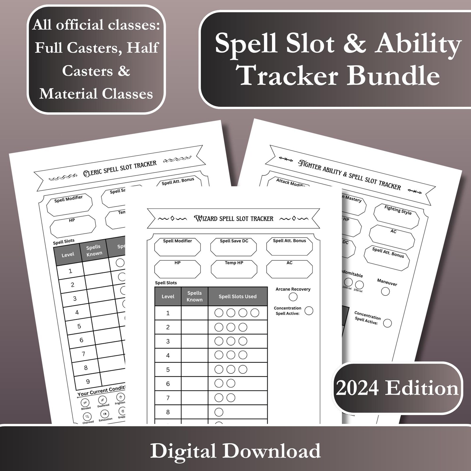 Dnd 5E 2024 Spell Slot & Ability Tracker: All Classes, 2024 Edition ...