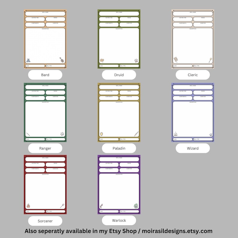 Dnd 5E 2024 Fillable Spell Cards Bundle | Illustrated | 2024 ...