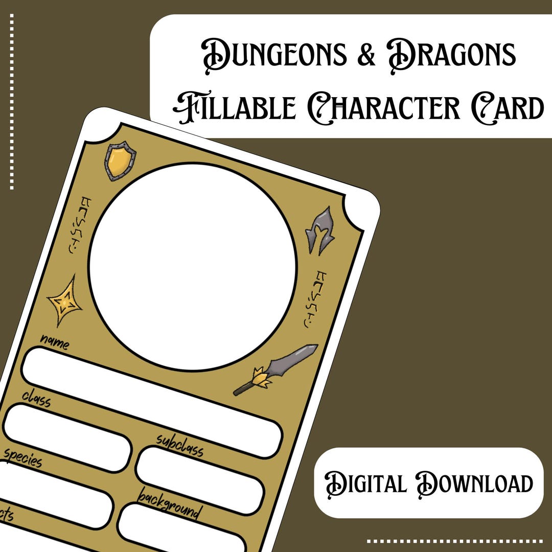 Dnd 5E 2024 Paladin Character Card, Mini Character Sheet, Fillable PDF ...