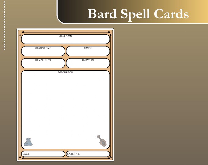 Dnd 5E 2024 Bard Spell Cards: Fillable PDF Form (digital Download) - Etsy