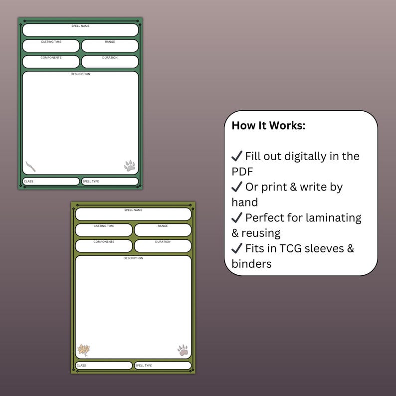 Dnd 5E 2024 Fillable Spell Cards Bundle | Illustrated | 2024 ...