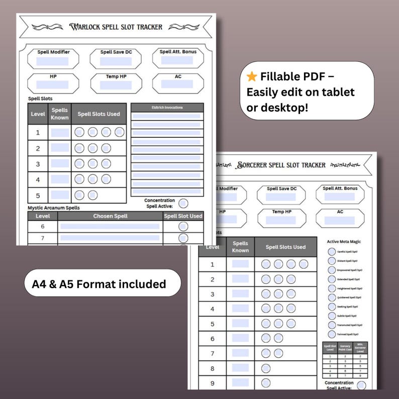Dnd 5E 2024 Spell Slot & Ability Tracker: All Classes, 2024 Edition ...
