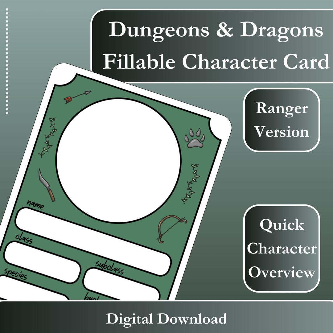 Dnd 5E Ranger Character Sheet 2024 – Fillable PDF, Mini Character Sheet ...