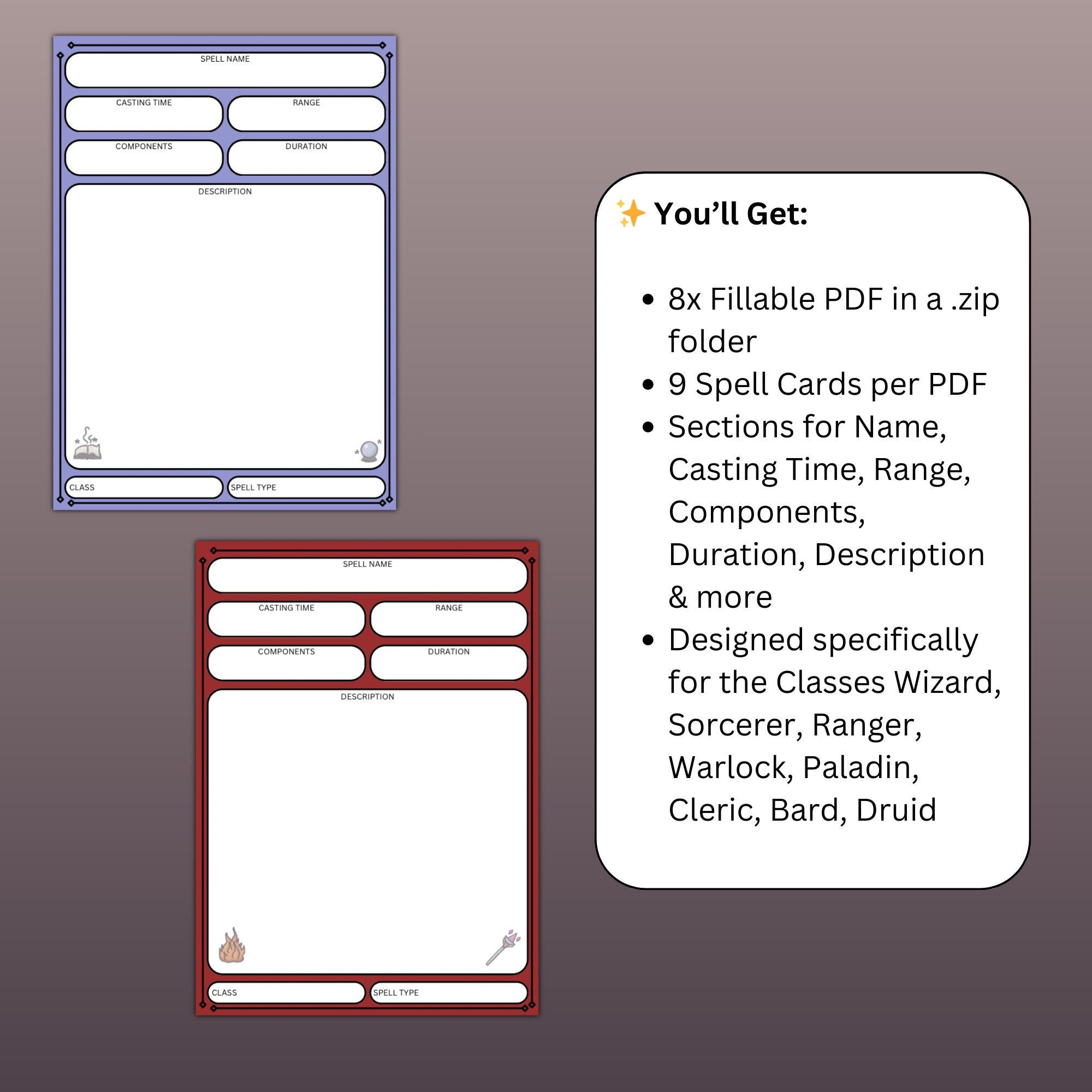 Dnd 5E 2024 Fillable Spell Cards Bundle | Illustrated | 2024 ...