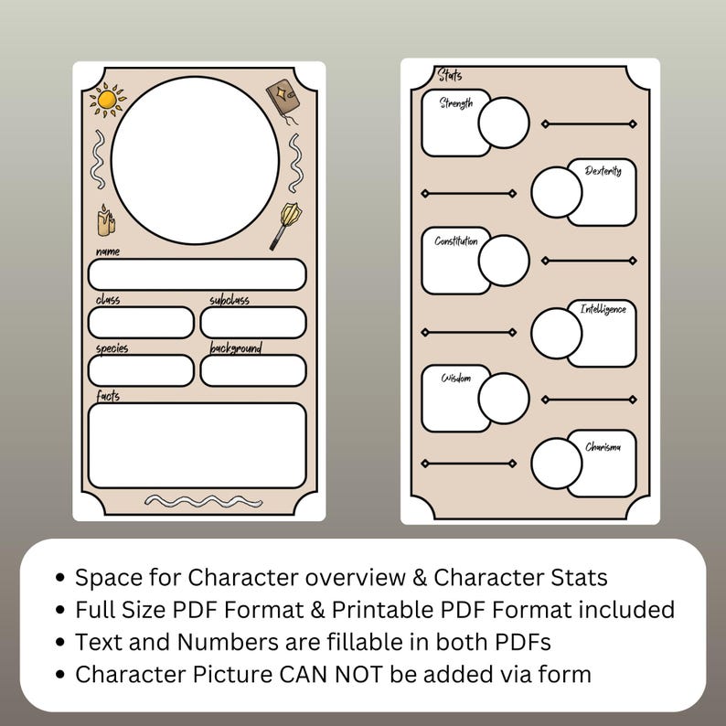 Dnd 5E Cleric Character Sheet 2024 – Fillable PDF, Mini Character Sheet ...