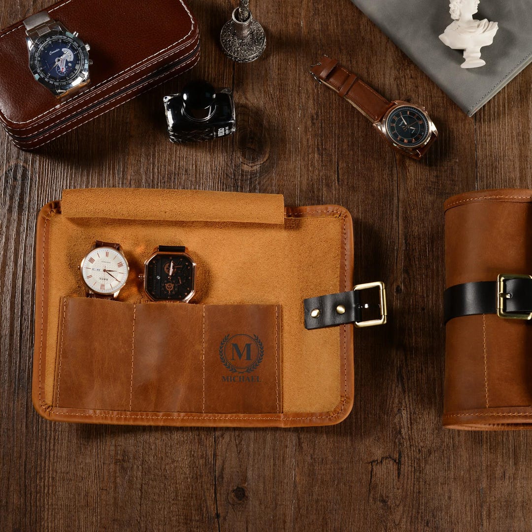 Personalized Leather Watch Roll, Travel Watch Roll for 1-6 Watches ...
