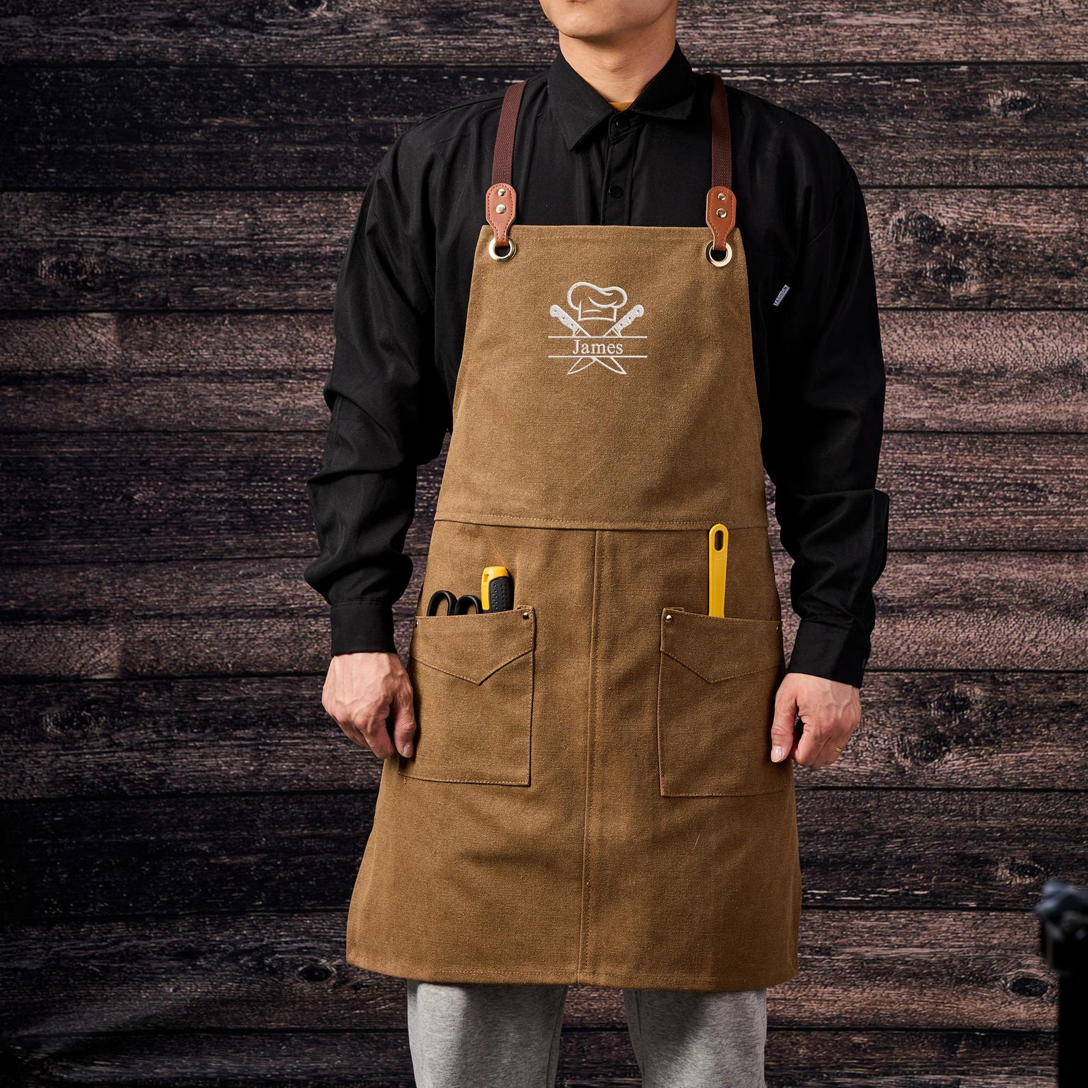 Custom BBQ Grilling Apron for Men | Personalized Thick Canvas Chef ...