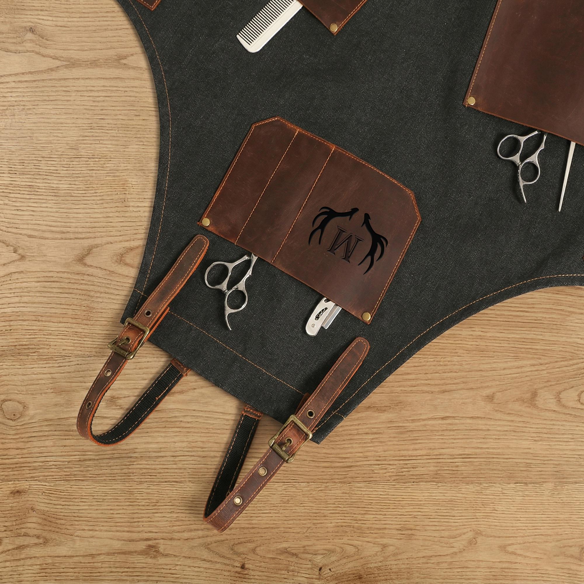 Personalized BBQ Apron for Men, Custom Canvas Chef Apron, PU Leather ...
