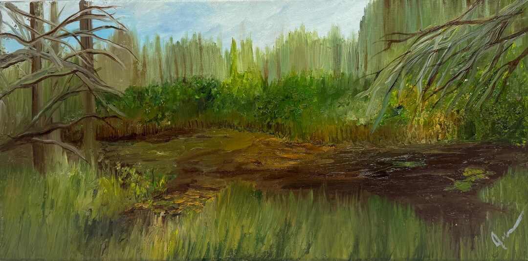 Original Oil Painting Inside the Marsh - Etsy