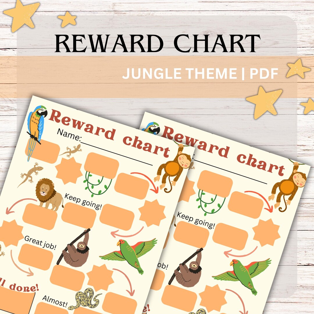 Printable Reward Chart for Kids - Jungle Theme | Chore Chart | Behavior ...